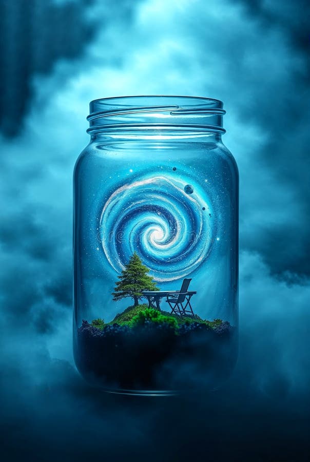 Jar with Miniature Table and Mysterious Lights . Fantasy and Magic ...