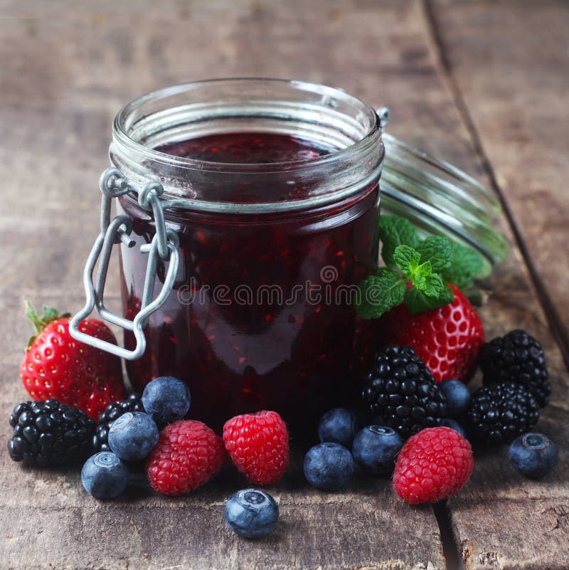 Berry Jam stock photo. Image of unhealthy, berries, blueberry - 158221162