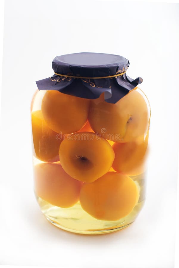 Jar with peach compote stock image. Image of nutrition - 204682929