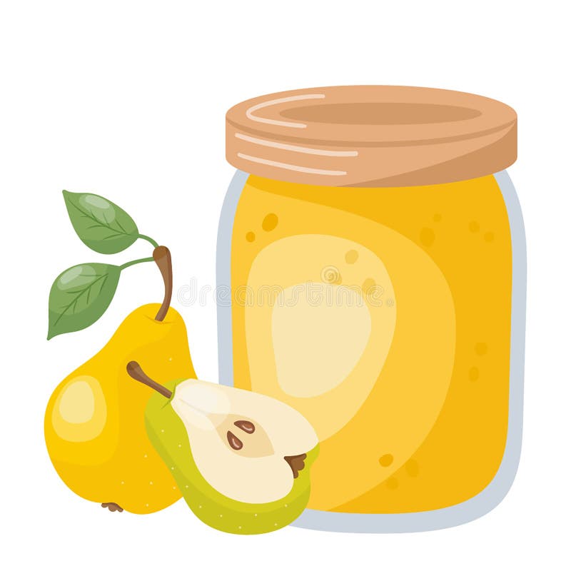 Jar of pear jam with pears stock illustration. Illustration of organic ...
