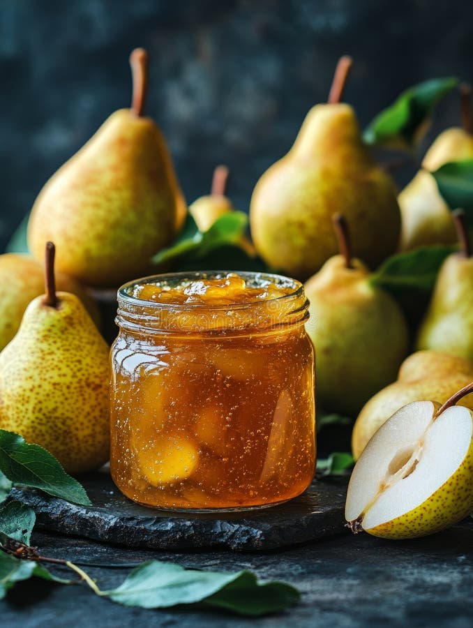 Jar Pear Jam Surrounded Fresh Pears Stock Photos - Free & Royalty-Free ...