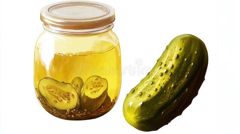 A Jar of Pickles Sits Next To a Pickle Stock Illustration ...