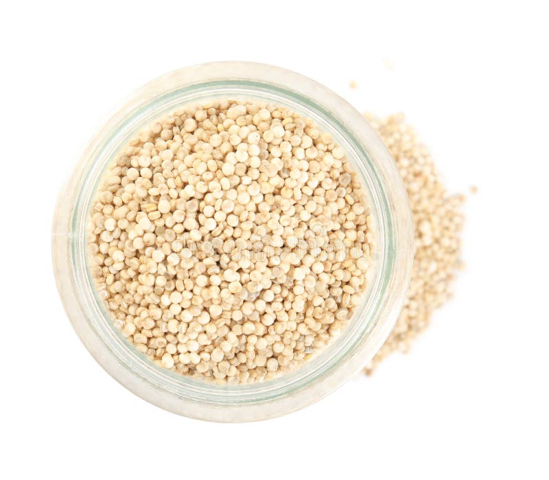 Jar with Quinoa on White Background, Top View Stock Image - Image of ...