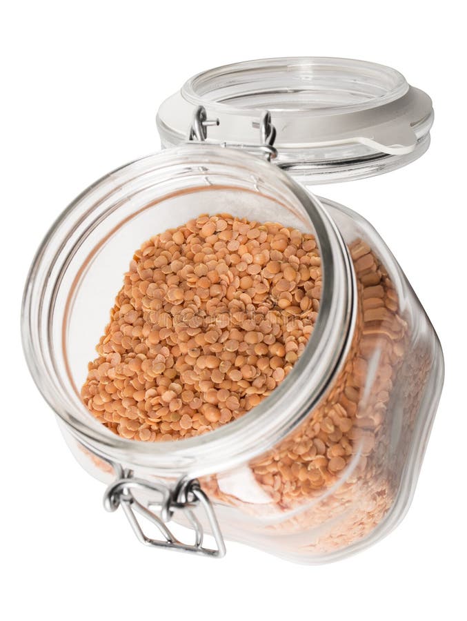Jar of Red Lentils - Open stock photo. Image of mason - 69786730