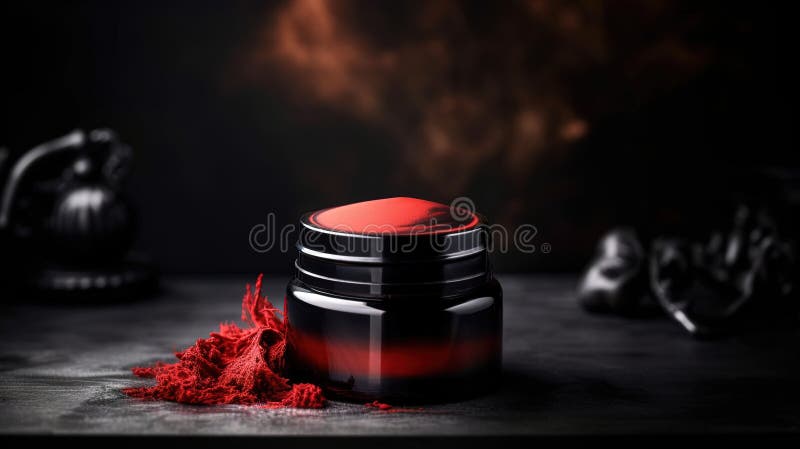 A Jar of Red Pigment Next To a Pile of Red Powder Stock Illustration ...