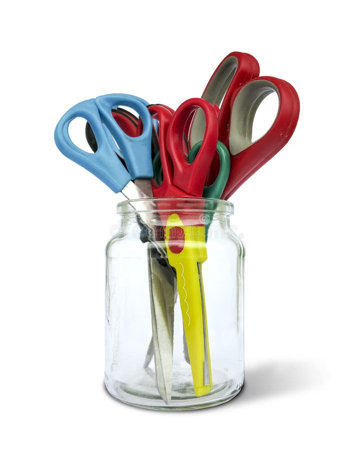 Jar with scissors stock photo. Image of building, blade - 160702902