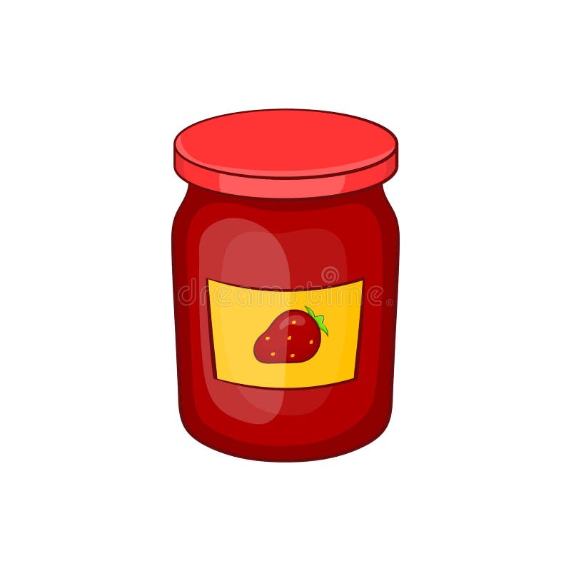 Jar of Strawberry Jam Icon, Cartoon Style Stock Vector - Illustration ...