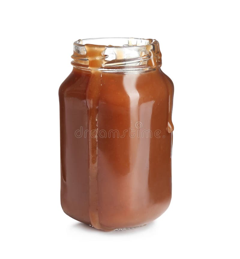 Jar of Tasty Caramel Sauce Isolated Stock Photo - Image of homemade ...
