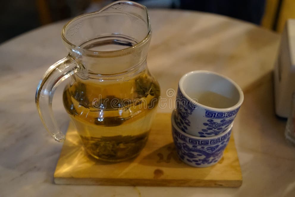 Jar of Tea and Chinese Tea Cup on Table Stock Photo - Image of cold ...