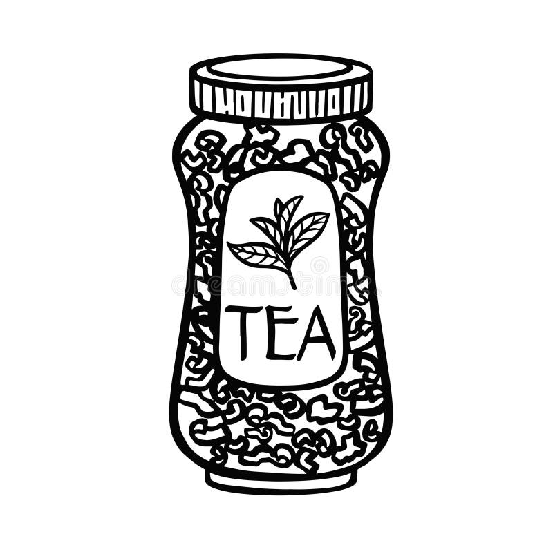Jar Tea Packaging Line, Outline. Vector Illustration Stock Vector ...