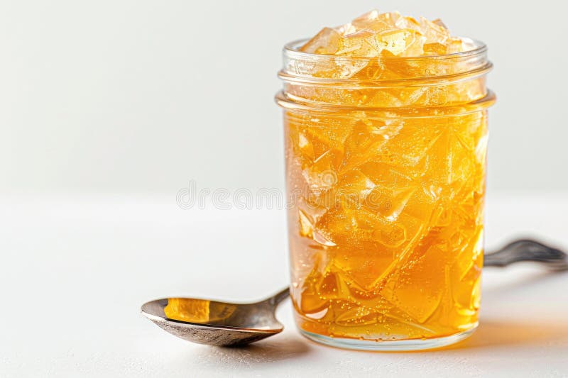 A Jar of Translucent Jelly Made from Fruit Cores and Peels Stock ...