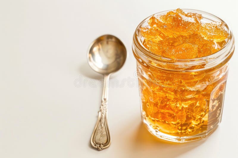 A Jar of Translucent Jelly Made from Fruit Cores and Peels Stock ...