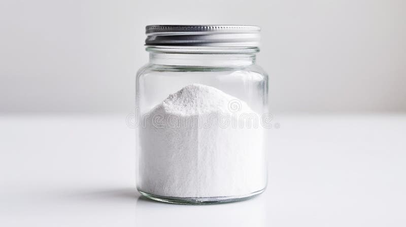 Jar with White Powder on a White Background Stock Illustration ...