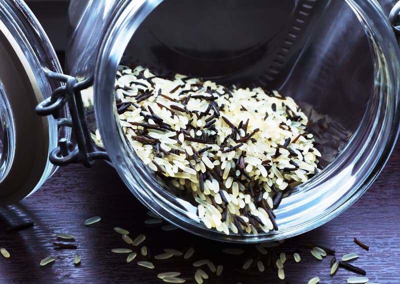 Jar with wild rice stock photo. Image of macro, studio - 47611738