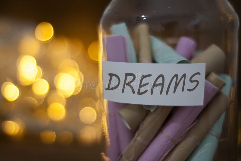 Jar with the Word Dreams Written on Paper and Attached on it. a Jar ...