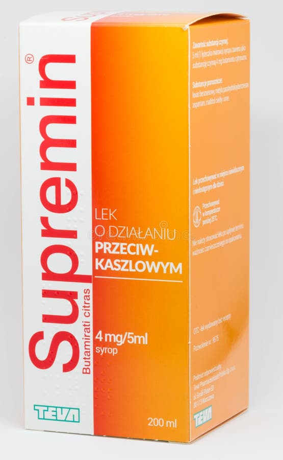 Jarabe De Supremin Para Los Síntomas De La Tos Imagen editorial ...