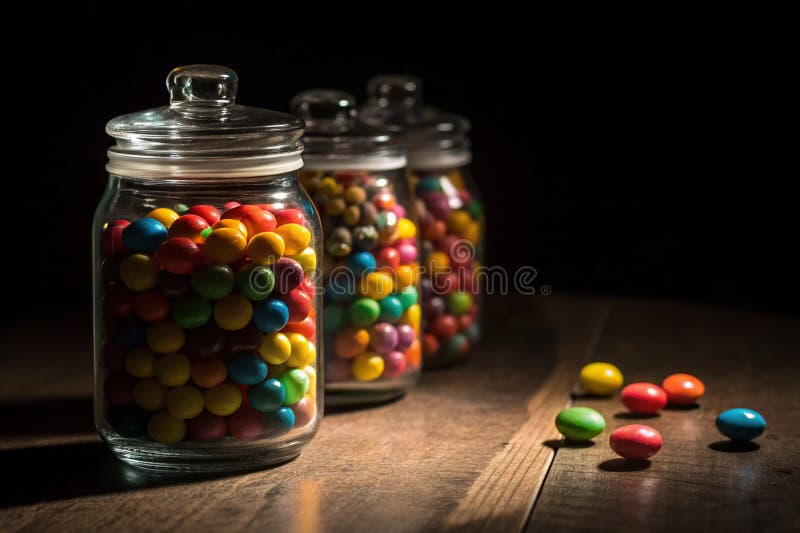 Jars of Candies, the Scene is Dark with a Spot Light on Some Jars, HDR ...