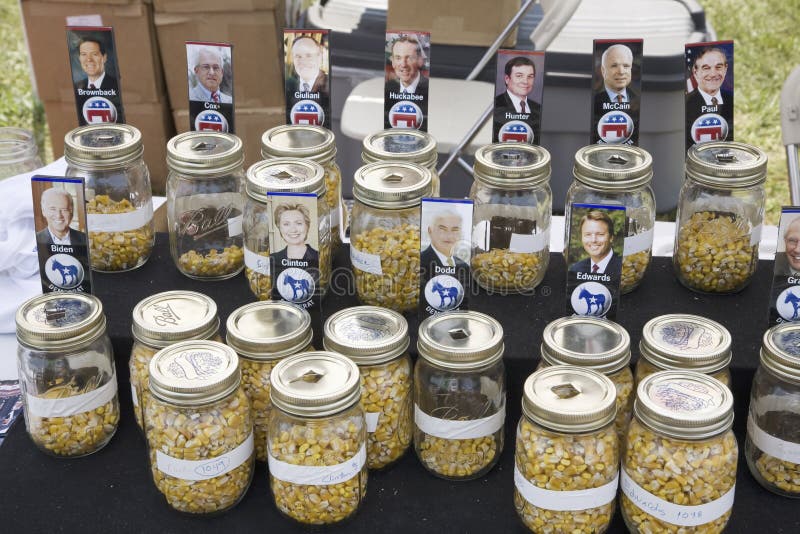 Jars of Corn Representing Straw Vote for Both Parties Editorial Stock ...