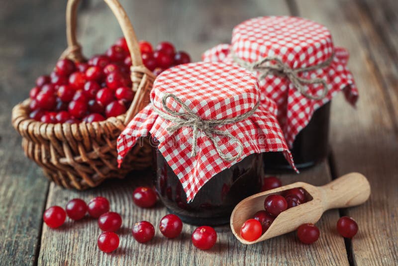 Jars Cranberries Jam Basket Bog Berry Stock Photos - Free & Royalty ...