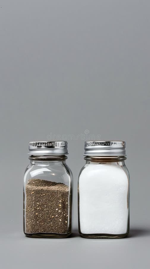 Jars of Different Spices and Salts Arranged Neatly on a Polished Marble ...