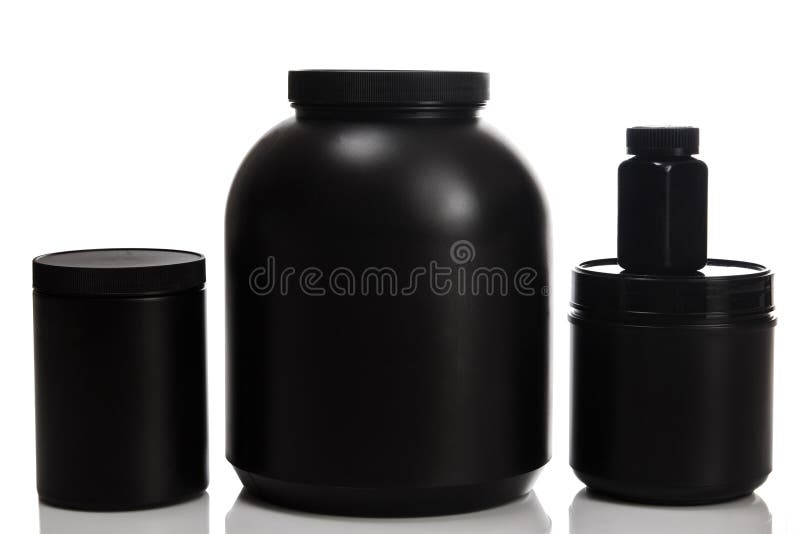 Jars with food supplements stock image. Image of albumin - 57776627