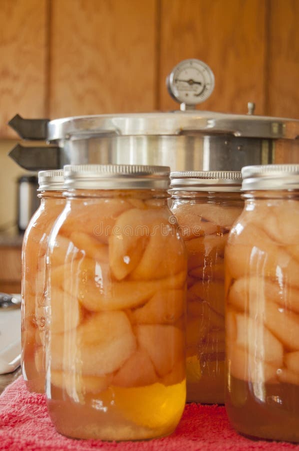 Jars of home canned pears stock photo. Image of storage - 21662410