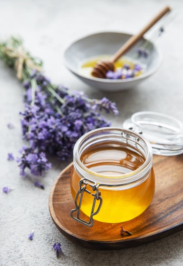 Jars with Honey and Fresh Lavender Flowers Stock Photo - Image of ...