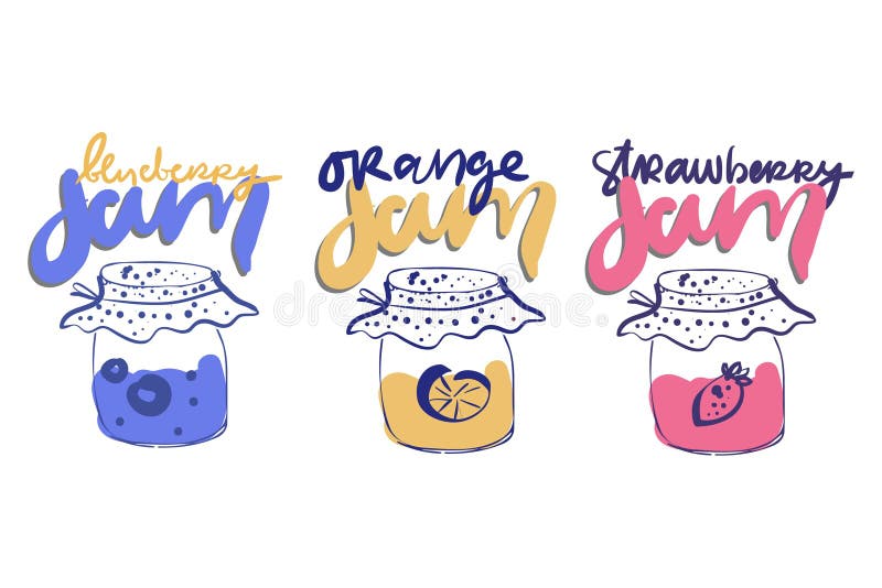 Vector Illustration. Hand Drawn Jam with Hand Lettering Stock Vector ...