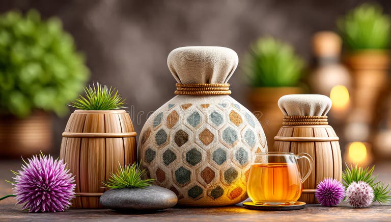 Jars and Tea on Rustic Table Stock Photo - Image of environment ...