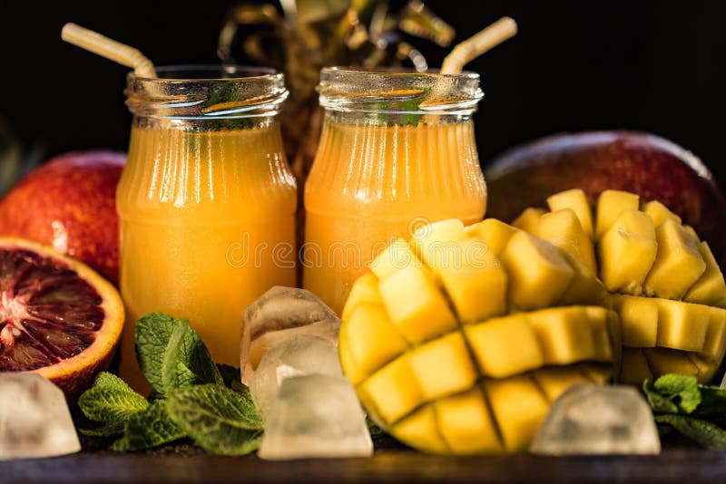 Glasses of Juices. Refreshments and Summer Drinks. Stock Image - Image ...