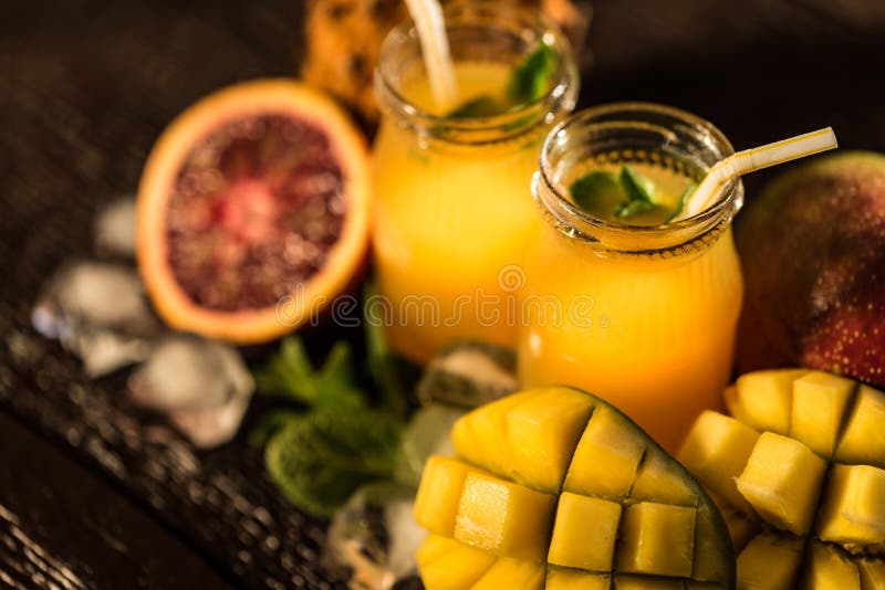 Glasses of Juices. Refreshments and Summer Drinks. Stock Image - Image ...
