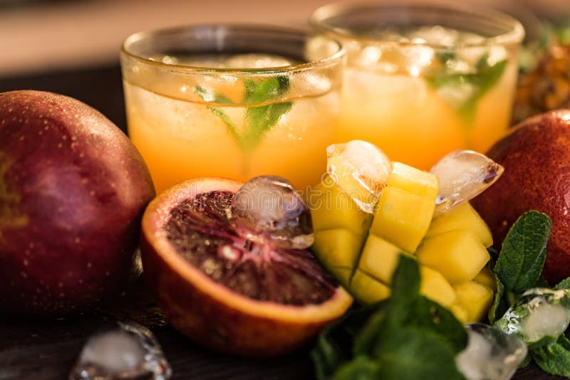 Glasses of Juices. Refreshments and Summer Drinks. Stock Photo - Image ...