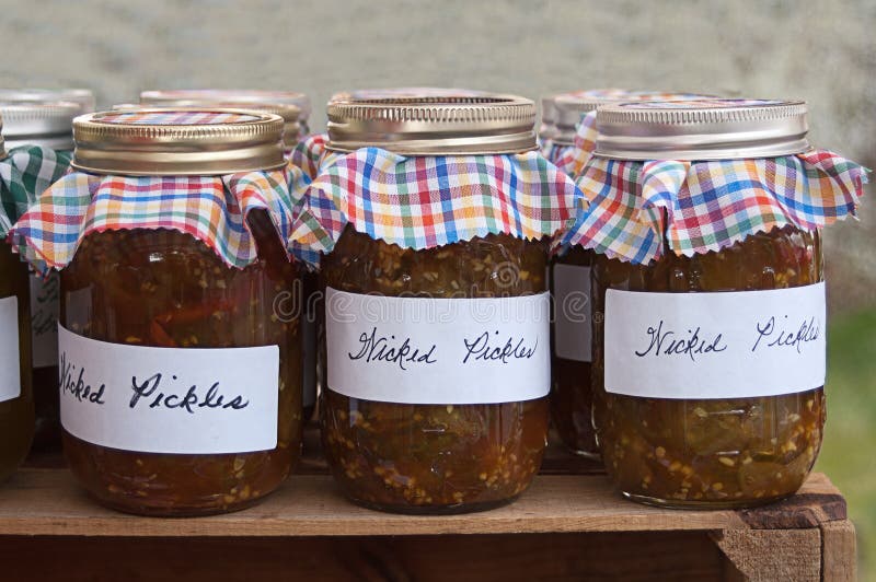 Jars of Wicked Pickle Relish Stock Photo - Image of vegetable, sauce ...
