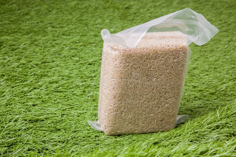 Jasmine Brown Rice in Vacuum Plastic Bag Stock Photo - Image of meal ...