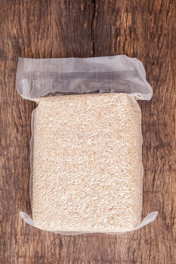 Jasmine Brown Rice in Vacuum Plastic Bag Stock Photo - Image of ...