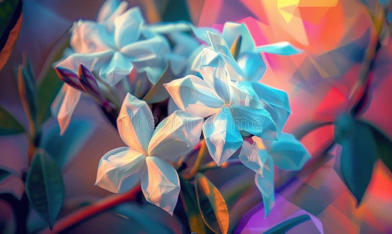 Jasmine Flower in Low Poly, Geometric Shapes Stock Illustration ...