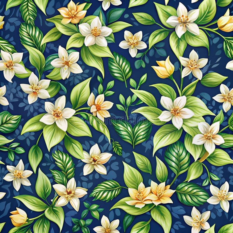 Jasmine Flowers, Seamless Pattern Designs for Printed Fabrics and ...