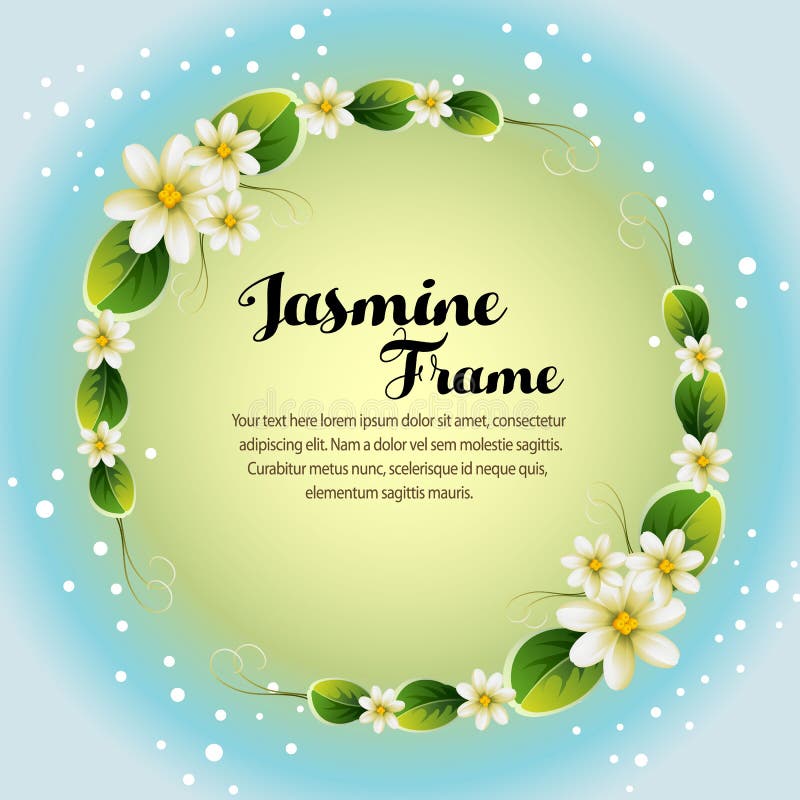 Jasmine Round Frame and Decoration Card Stock Vector - Illustration of ...