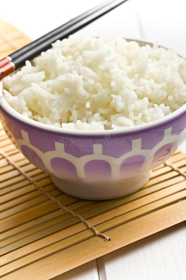 Jasmine Rice in Ceramic Bowl Stock Image - Image of jasmine, white ...
