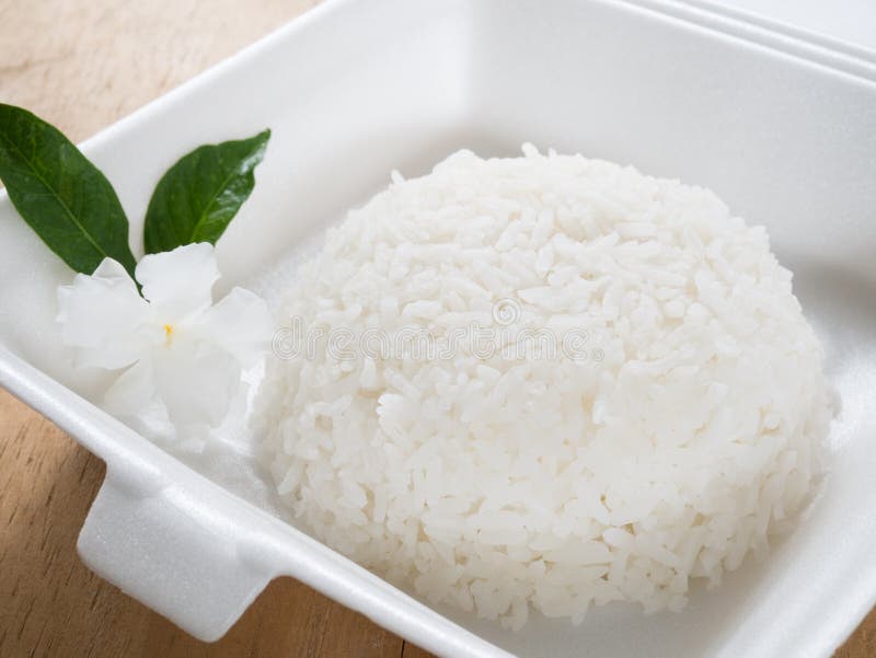 Jasmine rice in foam box stock image. Image of eating - 71886541