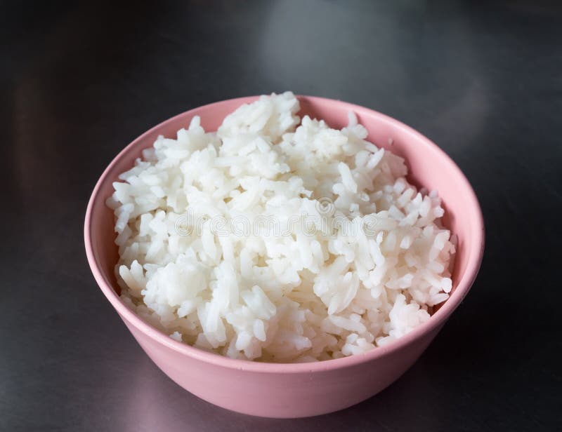 Jasmine Rice in the Plastic Bowl. Stock Image - Image of asian, eating ...