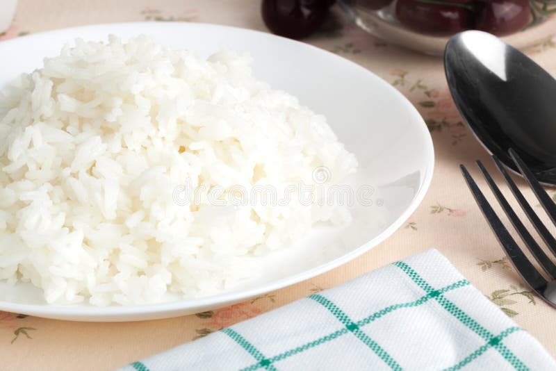 Jasmine Rice Serve in a Dish. Stock Photo - Image of horizontal ...