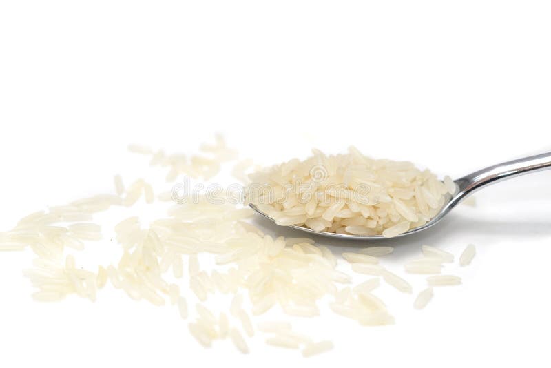 Jasmine Rice on White Background Stock Photo - Image of rice ...
