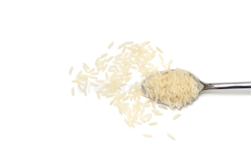 Jasmine Rice on White Background Stock Photo - Image of nutrition ...
