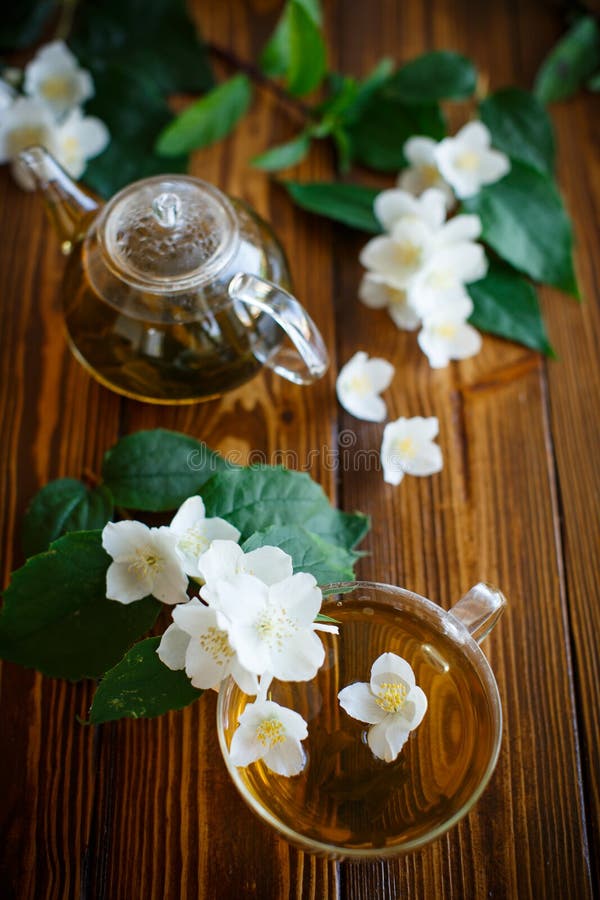 Jasmine tea in a glass pot stock image. Image of herb - 72789781
