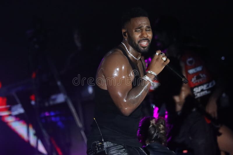 Jason Derulo Singing on Stage in a High-Energy Performance Editorial ...