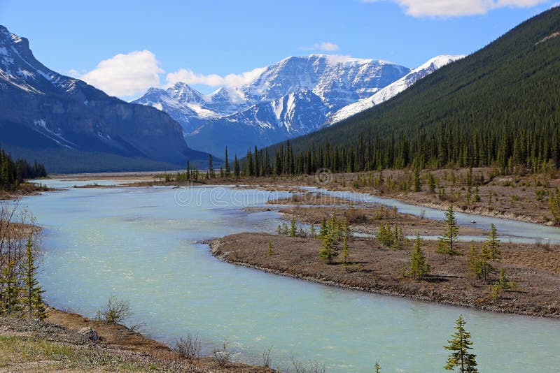 Landscape in Sunwapta River Valley Stock Image - Image of mount, nature ...