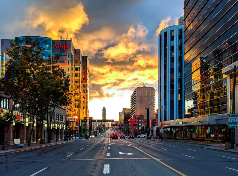 Jasper sunset editorial stock image. Image of city, downtown - 125382339