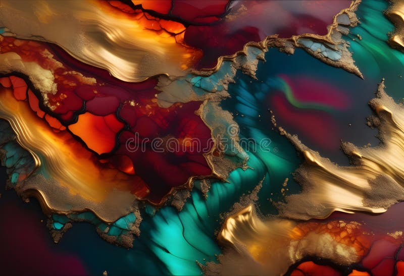 Jasper Texture Hand Painted with Ink Background with Golden Glitter ...