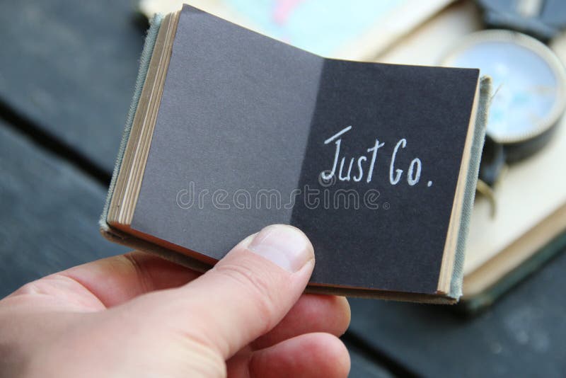 Jast Go, Lettering on a Book, Vintage Style Stock Image - Image of ...